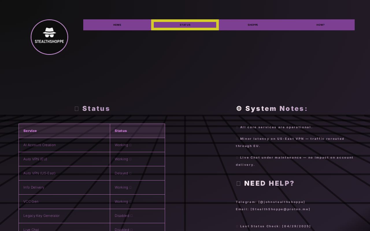 status.stealth-shoppe.com